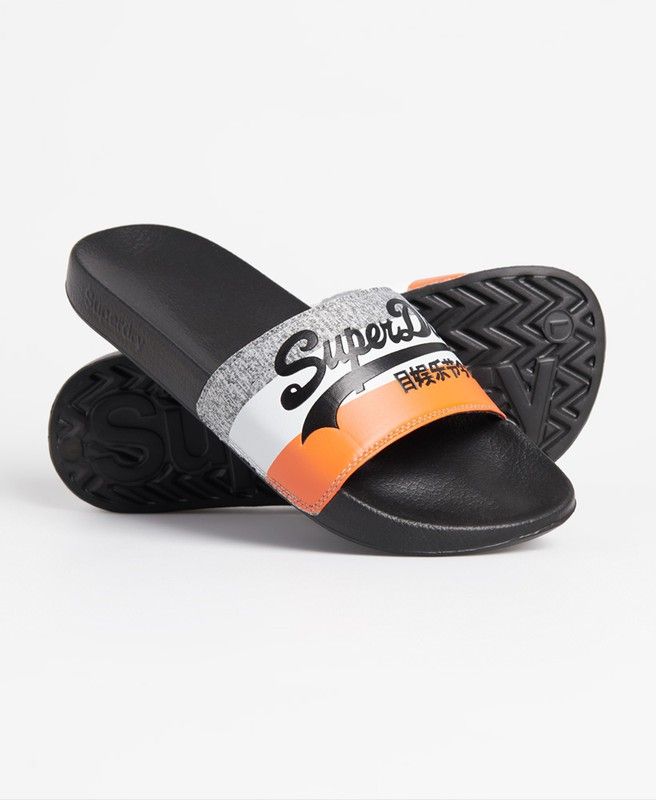 Chancla de pala tricolor con letras logotipo Superdry Black & Orange ...