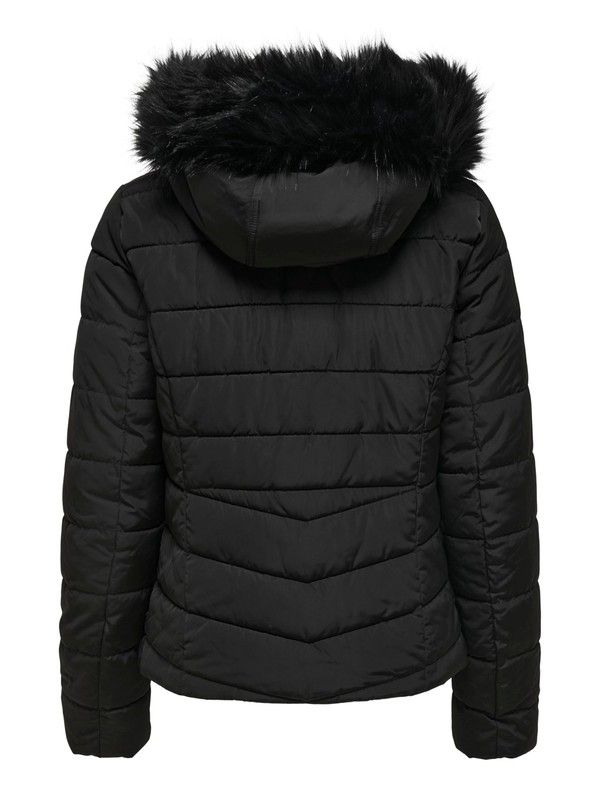 Chaqueta corta alcochada con capucha con pelo Only Black — Pep Serra ...